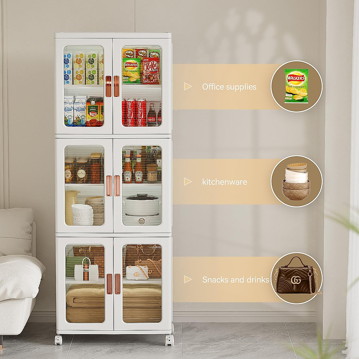 GONGQIN Stackable Storage Bins 23 Gal, Plastic Foldable Storage Box for Collapsible Room Clothes Organizers and Storage(3 PACK)