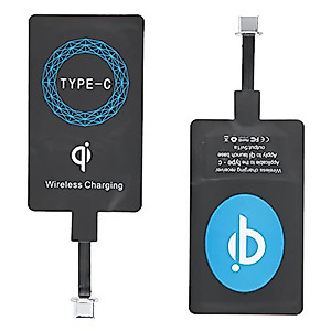 Wireless Charger Receiver, 2pcs Universal Type C Qi Wireless Charging Receiver Self Adhesive Sticker Wireless Charging Adapter for All Type C Cellphones