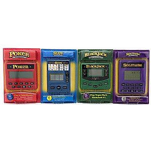 Electronic Gambling Game Pack Bundle Set of 4 - Slot Machine - Poker - Blackjack - Solitaire Handheld Games