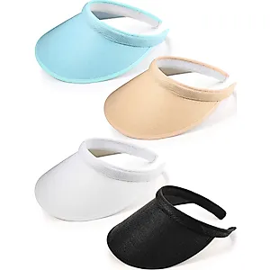 Sun Visor Hats for Women Men Clip on Wide Brim Visor Hats Sports Tennis Golf Cap for Travel Outdoor Activity (Schwarz, Weiß, Hellblau, Beige)
