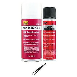Zap Zip Kicker, CA Accelerator 5 Ounce and CA Accelerator 2 Ounce (Pack of 2) - with Make Your Day Tweezers