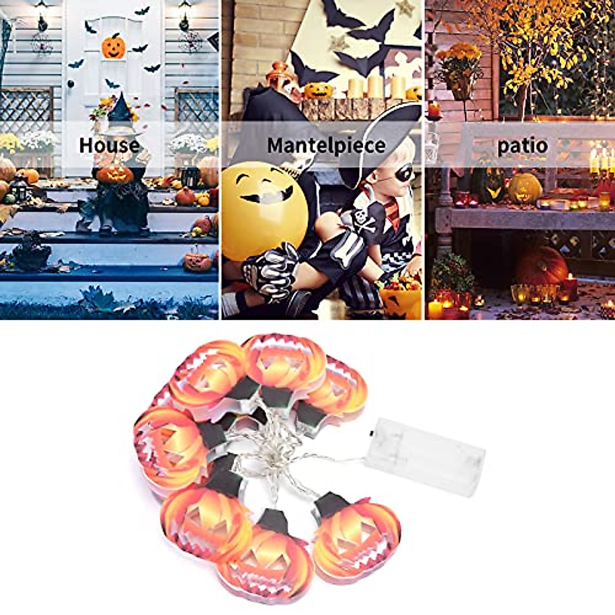 Light String, Simple Installation LED Pumpkin Light Battery Power Supply 10LED for Home for Courtyard for Garden