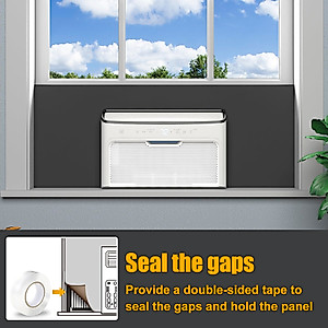 LBG Products Window Air Conditioner Side Panels,48" Extended Width Full Surround AC Foam Panel for Indoor Window AC Units,Summer and Winter Window Seal Cover,Black