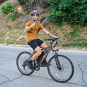 Jasion EB5 Plus Electric Bike for Adults 500W Motor 45 Miles 20.5MPH 480WH Removable Battery Commuting Electric Mountain Bike 27.5" Tires Front Fork Suspension 7-Speed