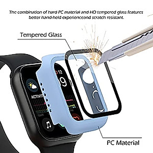 RIDAINTY 8 Pack Screen Protector Case for Apple Watch 44mm Series 6 5 4 SE Ultra Slim Hard Case with Tempered Glass Bumper iWatch Protective Cover Smartwatch Accessories for Women Men