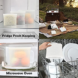 Bongpuda Silicone Ziplock Bags Food Storage Organizers, Frozen Veggies Gallon Bags, Reusable Snack Bags For Kids - Fresh Vegetables, Cook, Store, Sous Vide, Or Freeze | Leakproof (Stand-Up Bags 3 Packs)