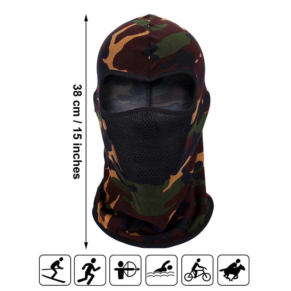 6 Pcs Winter Ski Mask Balaclava Full Face Mask Summer UV Sun Protection Face Cover Dust Windproof Breathable Shiesty Mask(Large,Dark Camouflage Colors)