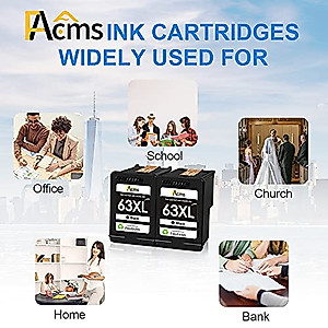 FAcms Remanufactured 63xl Black Ink Cartridge Replacement for HP 63 63XL for HP OfficeJet 3830 5255 5258 Envy 4520 4512 4513 4516 DeskJet 1112 1110 3630 3632 3634 2130 2132 Printer (2 Black)