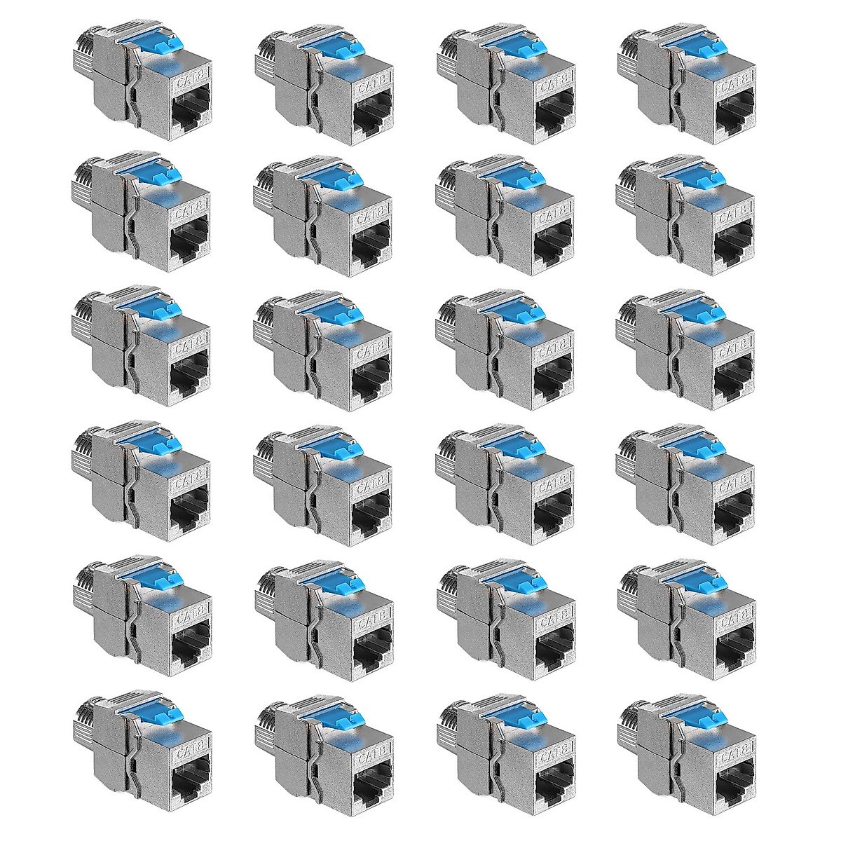 kwmobile Keystone Module Jacks - 24 Piece CAT-8 Shielded Keystone Jack RJ45 Cat 8 Ethernet Module 40 Gbit with Shielded Metal Housing