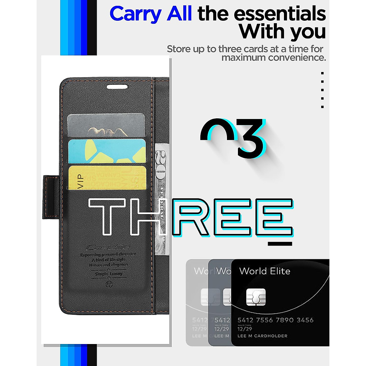 AICase iphone 15 Pro Wallet Case with [RFID Blocking] Leather Flip Folio Strong Magnetic Closure Protective Cover Credit Card Holder Kickstand Men Women for iphone 15 Pro 6.1"_1 Black