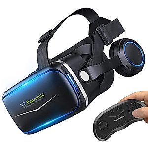 360° VR Headset with Remote Controller Compatible with iPhone and Android Phones,Adjustable 3D VR Glasses Goggles,Virtual Reality Headsets Goggles for Kids and Adults
