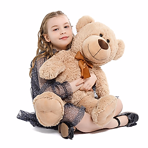Tezituor Big Teddy Bear Stuffed Animal, 26 inch Medium Size Stuffed Teddy Bear Plush Toy for Chirstmas Valentine's Day Birthday, Soft Teddy Bear Plush for Kids Girlfriend, Tan