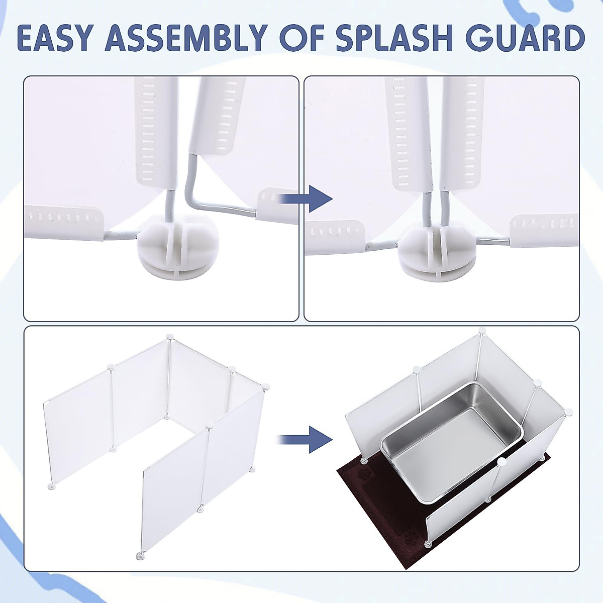 Pinkunn 2 Set Stainless Steel Cats Litter Box Large Metal Litter Box with 2 Cat Litter Scoop, 12 Litter Splash and 2 Cat Litter Mat, Never Absorbs Odor (Brown,23.6 x 15.7 x 7.9 Inch)