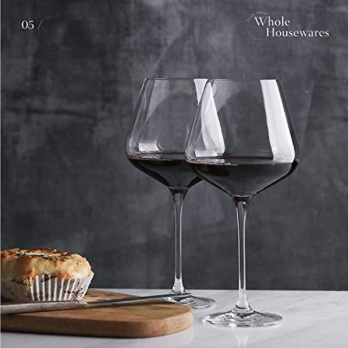 WHOLE HOUSEWARES | Wine Glasses Set of 4 | Hand Blown Italian Style Crystal Clear Glass with Stem | Red Wine Glasses Lead-Free Premium glasses as gift sets (25 oz)