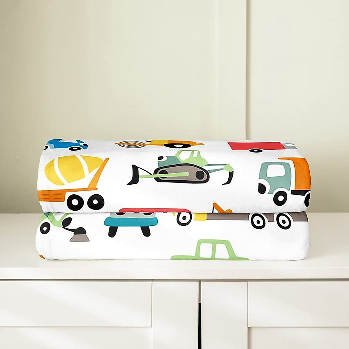 Feelyou Construction Car Flannel Fleece Blanket Excavator Plush Throw Blanket, for Children Construction Vehicles All Season,Bed Blanket Equipment Trucks Room Decor 40"x50"