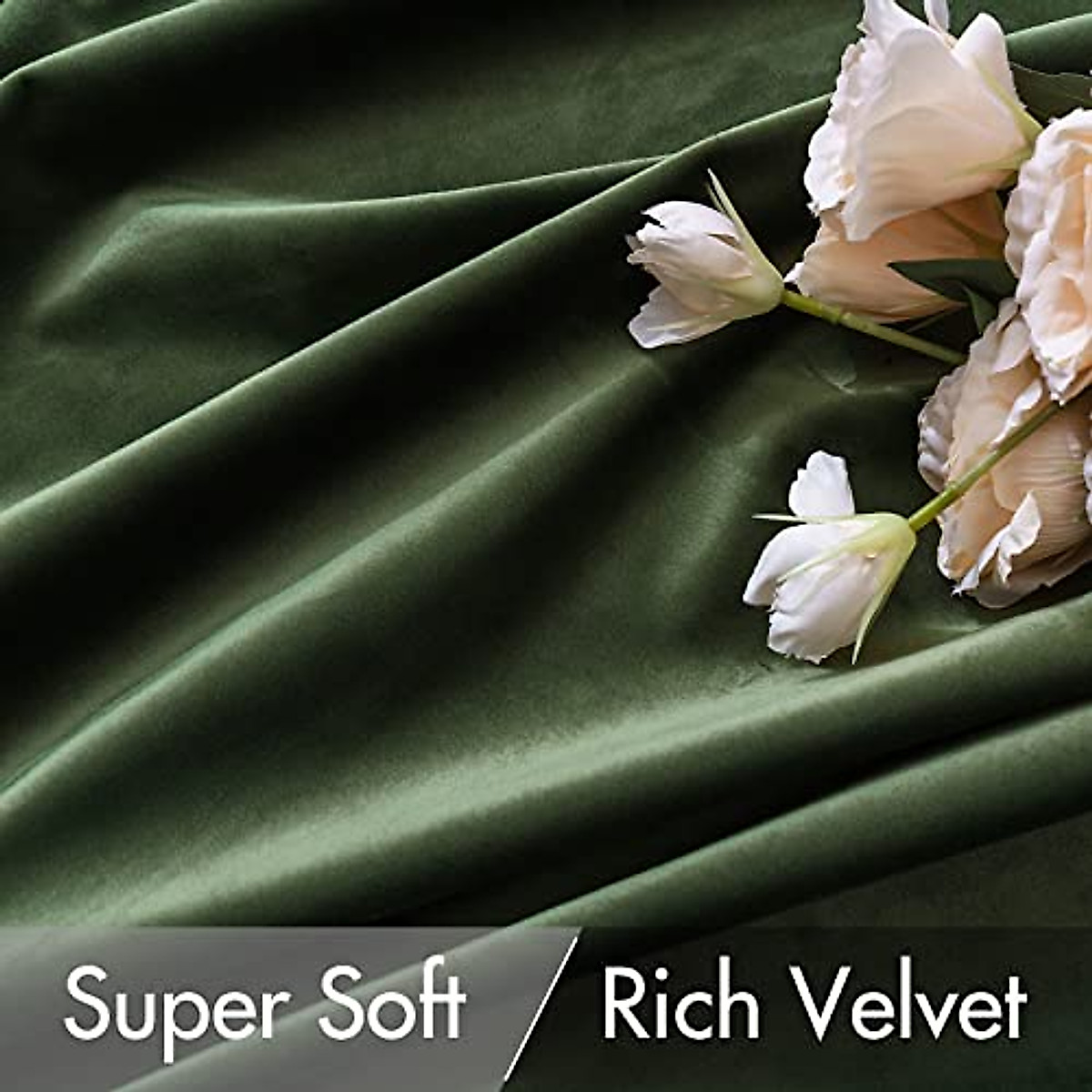 MIULEE Velvet Curtains 84 inches 2 Panels - Luxury Blackout Curtains for Bedroom Living Room Thermal Insulated Super Soft Window Drapes Rod Pocket & Back Tab, Olive Green, W52 x L84 inches