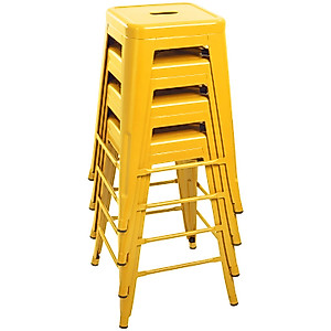 Devoko Metal Bar Stools 24" Indoor Outdoor Stackable Barstools Modern Style Industrial Vintage Counter Bar Stools Set of 4 (24 inch, Yellow)