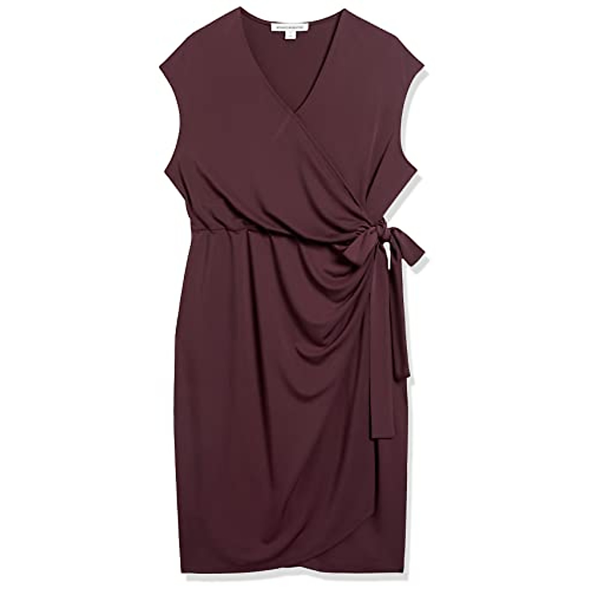 Amazon Essentials Women's Classic Cap Sleeve Wrap Dress (Available in Plus Size), Burgundy, X-Large