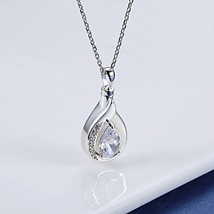 Teardrop Urn Necklace for Ashes - 925 Sterling Silver Blue Cremation Pendant Memorial Keepake Funeral Necklace Jewelry Gifts for Women Wife Mother (White)