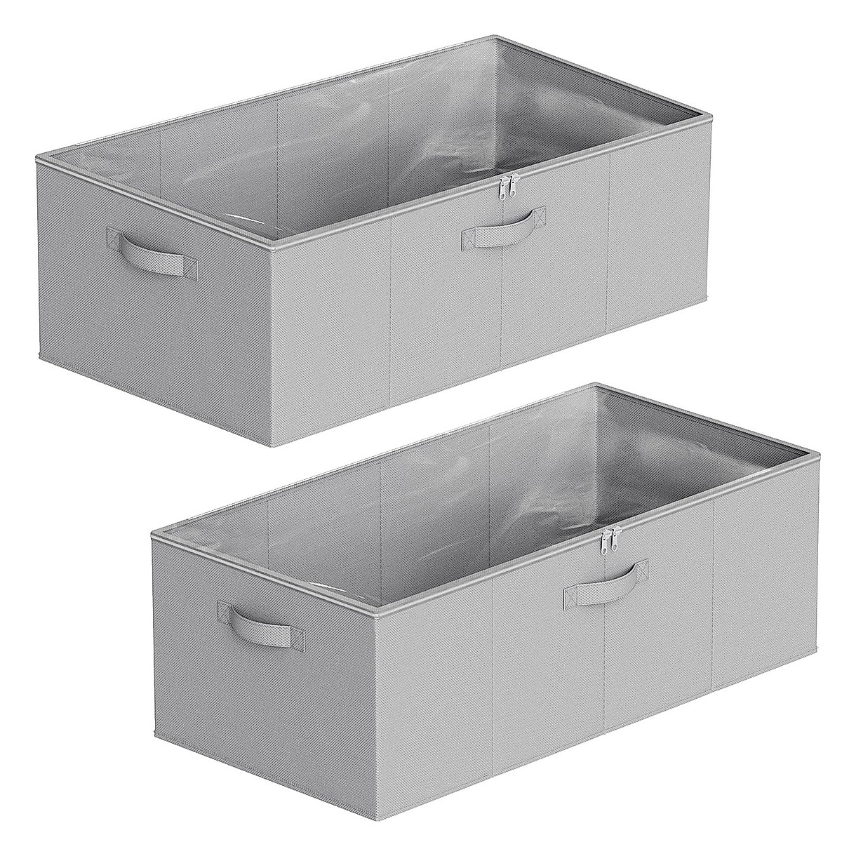 SpaceAid 2 Pack 10" High Under Bed Storage Containers, Large Underbed Storage Organizer Bins with Lids for Bedroom, Dorm, Clothes, Closet Organization, Bed Sheets and Blankets (Gray)