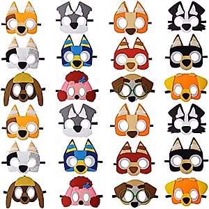 YALARY 24 Packs Blue Puppy Dog Felt Mask for Kids, Puppy Dog Themed Party Supplies Birthday Party Favors Costumes Dress-Up Masks Birthday Gift for Boys Girls