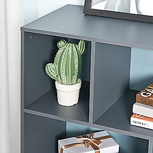 HOMCOM 3-Tier Child Bookcase Open Shelves Cabinet Floor Standing Cube Storage Organizer with Drawers - Dark Blue