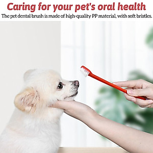 Apatal 100Pcs Dog Toothbrush Dual Headed Puppy Tooth Brushing Kit Long Handle Soft Grooming Pet Dental Brushes Convenient Double Sided for Pets Cat Puppy Teeth Brush Cleaning Oral Care Supplies -Red