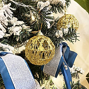 18 Pieces - 2.36" Golden Christmas Balls, Gold Glitter Glitter Christmas Tree Ornament Hanging Balls Ornament Window Decoration Set (2.36" Gold Balls - 18 pcs)
