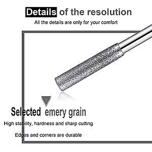 Honoson 30 Pieces Chainsaw Sharpener Stone Burr Grinding Stone File with a Storage Box, Polishing Grinding Tool Grinding Bits, 5/32 Inch/ 4 mm (Silver)