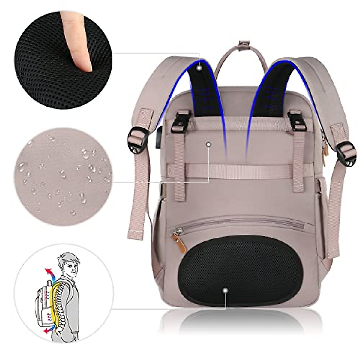 Mancro Diaper Bag Backpack, Baby Bags for Mom and Dad Maternity Diaper Bag for Girls, Large Capacity Waterproof Bag with USB Charging Port, Insulated Pockets, Stroller Straps, Grey