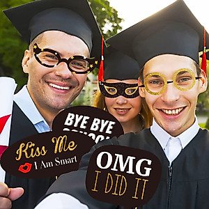 Happy Graduation 2024 Photo Booth Props 35pcs Funny Large Graduation Photo Props Class of 2024 Grad Decor with Sticks for Kids Boy Girl Women Men Graduation Party Favors Supplies Decorations