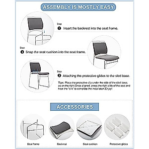 VACYOVKE 4 Pack Stacking Chairs 1102LB Capacity Home Office Guest Chair Set with Sled Base,Modern Reception Chair for Kitchen,Waiting Room,Multi-Purpose Room,Break Room,Training,Cafeteria