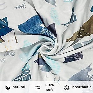 Baby Bassinet Sheet for Boys and Girls, Cradle Mattress Sheet, Polyester Baby Bedside Cover, Universal for Rectangle, Oval, Hourglass Bassinet Mattress, Soft & Breathable, 2 Pack, Mountain & Pine