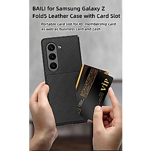 BAILI for Samsung Galaxy Z Fold5 Leather Wallet Case,Galaxy Z Fold 5 Case with Card Slots,Galaxy Z Fold 5 Case with Card Holder,Military Grade Drop Protective Cover for Fold5-Wine Red