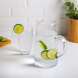 Glass Water Pitcher with Spout – Elegant Serving Carafe for Water, Juice, Sangria, Lemonade, and Cocktails – Crystal-Clear Glass Beverage Pitcher. (31259)
