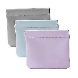 ALUXY 3Pcs Pocket Cosmetic Bag, Squeeze Makeup Bag, Pocket Cosmetic Bag Waterproof Leather No Zipper Self-Closing Portable Travel Makeup Pouch (B)