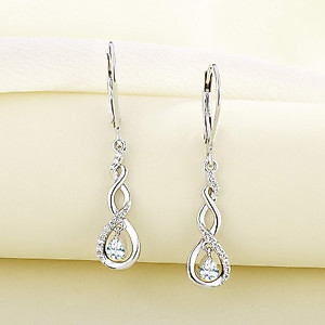 YL Dangle Drop Earrings Sterling Silver Infinity Leverback Earrings Cubic Zirconia Twisted Jewelry