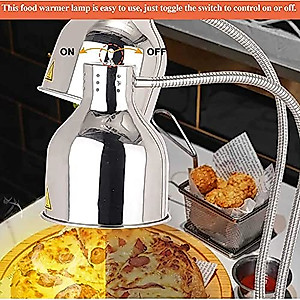 360° Rotating Double Bulb Food Heater Light, Commercial Food Buffet Warmer Lamp,Portable Food Light Commercial Fries Fried Food Heating Light (220-250V)