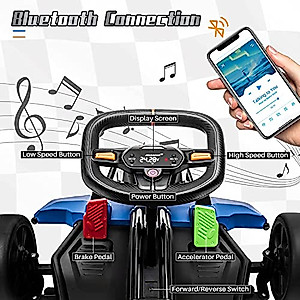 Track Seven Electric Go Kart 24V Battery Powered Electric Vehicle Car Racing Drift Car for Kids Ages 6-15,Compatible for McLaren Kids Go Kart,Bluetooth,8mph Max Speed