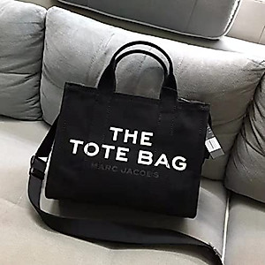 Tote Bag Women Canvas Tote Bags With Zipper Canvas Tote Bags Crossbody Bag for Office, Travel, School (Black)
