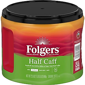 Folgers Half-Caff Medium Roast Ground Coffee, 22.6 Ounce (Pack of 6)