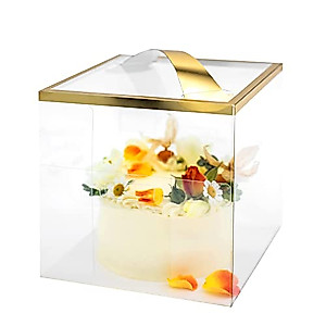 Zealax Cake Boxes with Cake Boards 6 Inch, 10pcs Clear Cake Box Storage Container Plastic Bakery Boxes for Packaging Small Cake Dount Chocolate, Gift Box for Wedding Party Graduation