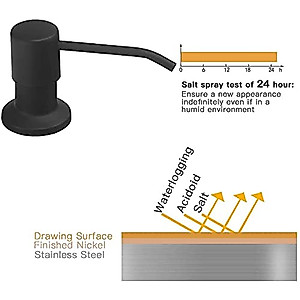 Soap Dispenser for Kitchen Sink Matte Black, Refill from The Top, Stainless Steel Built in Sink Soap Dispenser with Large 13.5 Ounce Bottle 2309R