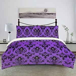 Xhuibop Halloween Haunted Mansion Bed Sheets for Teens Girls Bedroom Decor Comforter Covers Full Size Microfiber Duvet Cover with Zipper Closure Bed Sheets Soft Pillow Case