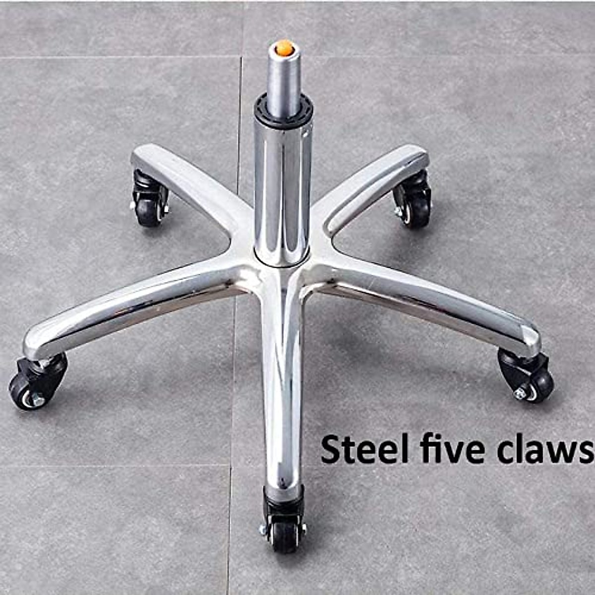 Rolling Swivel Stool Saddle Chair Stool on Wheel， Nail Stool with Gray PU Synthetic Leather Seat， Adjustable Height 45-55 cm， Supported Weight 160 Kg， Adjustable Swivel Rolling Stool for Massage Spa