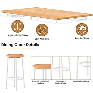 DKLGG Dining Table Set for 4 Bar Kitchen Table and Chairs for 4, Small Kitchen Table with 4 Stools, Wooden Dinner Table Set for 4, 5 Piece Dining Table Set Dining Room Table Set for Small Space