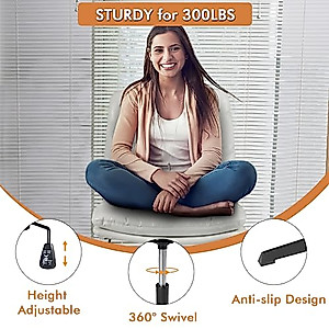 Waleaf Leather Armless Desk Chair No Wheels Swivel Chair Padded Modern Cute Office Chair Height Adjustable Wide Seat Cross Legged Chair for Home Office Desk Chair Vanity Chair Mid Back (White)