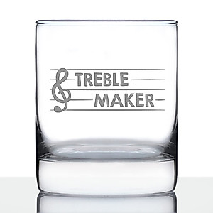 Treble Maker - Whiskey Rocks Glass - Cute Unique Music Teacher Gifts for Musical Men & Women - 10.25 Oz