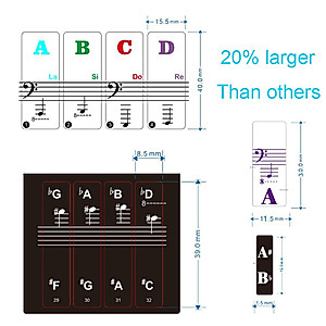 Transparent Removable Piano Keyboard Stickers Thin with Colorful Bigger Letter Used for 88/61/54/49 Keys for Piano Beginner Learning Kids
