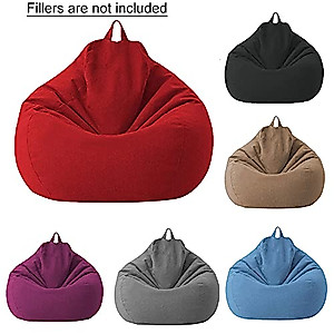 iayokocc Bean Bag Chairs Cover, Lazy Lounger Bean Bag Storage Chair Cover, Stuffable Zipper Beanbag Covers for for Kids and Adults, 100X120cm(Red)